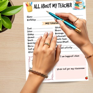 About the Teacher First Day of School Printable Meet the Teacher ...