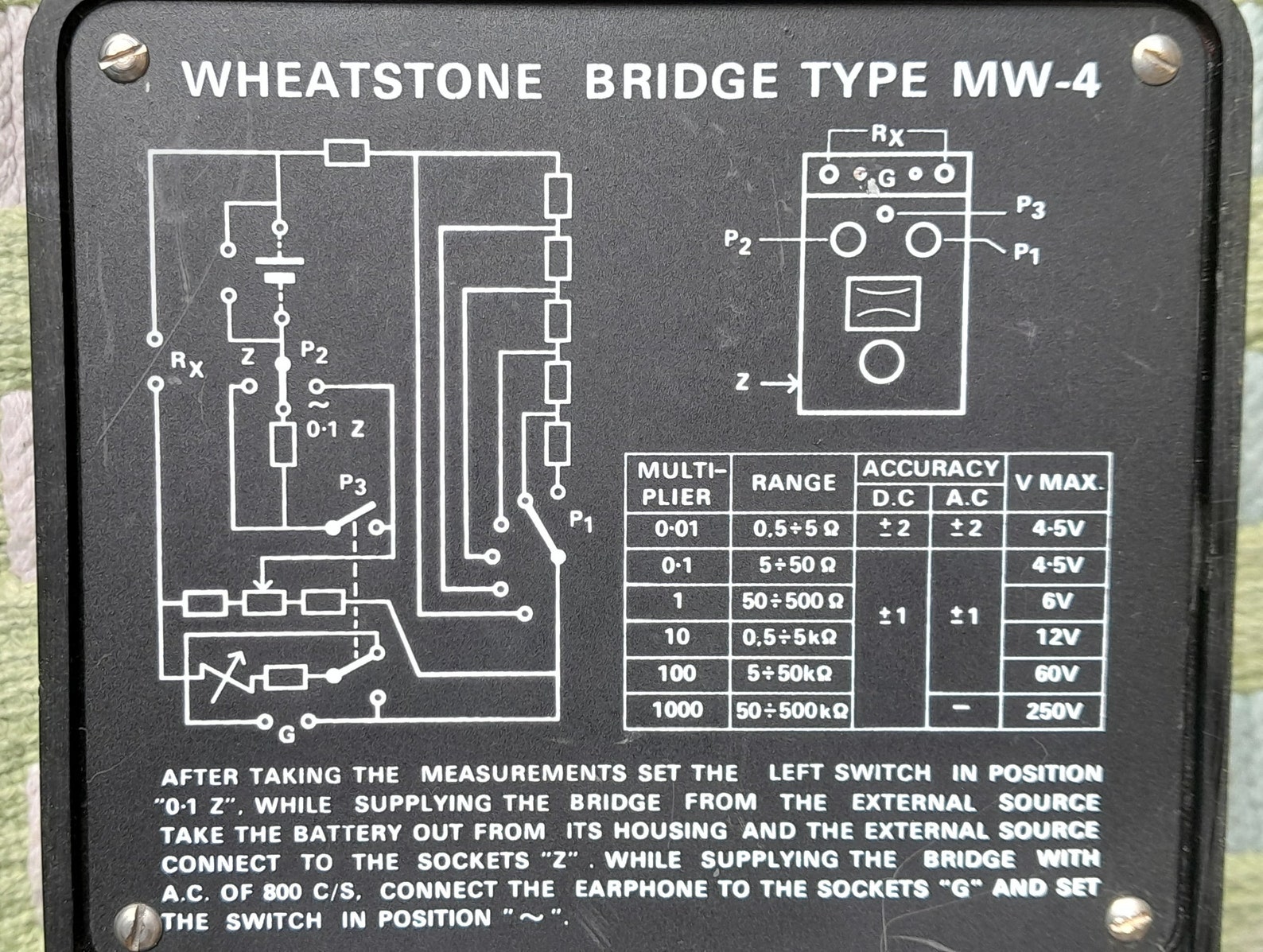 Old Device for Measuring Electrical Resistance - Wheatstone Bridge MW-4 ...