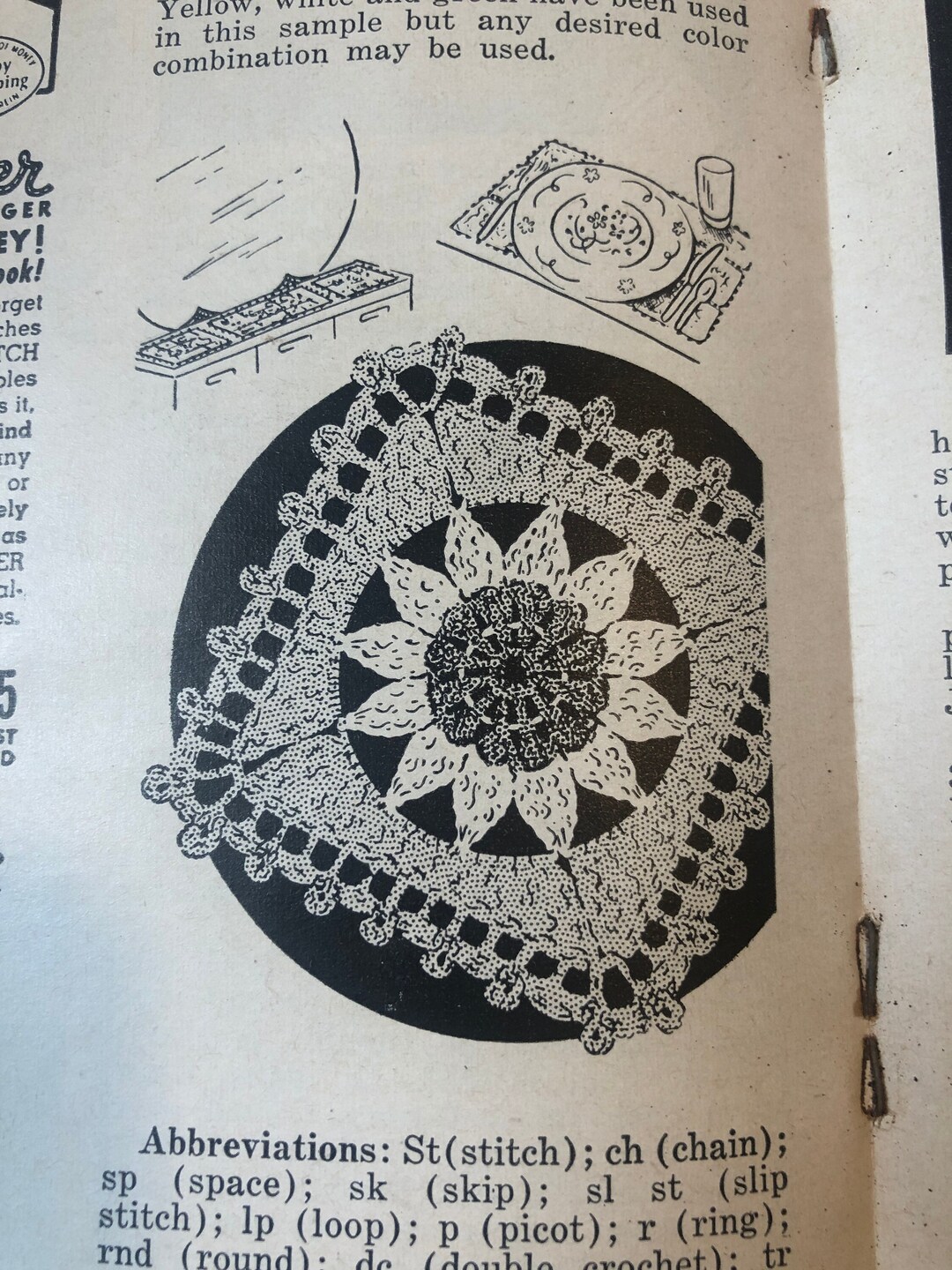 1940s Vintage Sunflower Granny Square Vanity Dressing Table Set Crochet ...