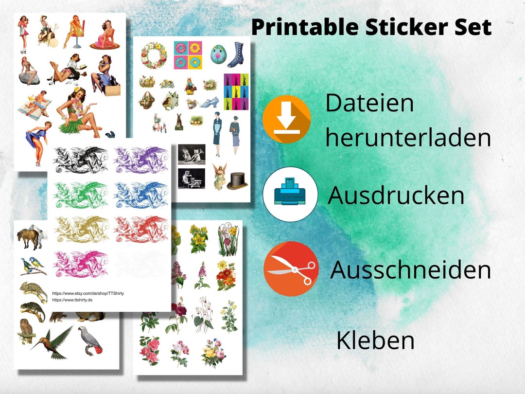 Printable Sticker Set 1 Mixed Etsy