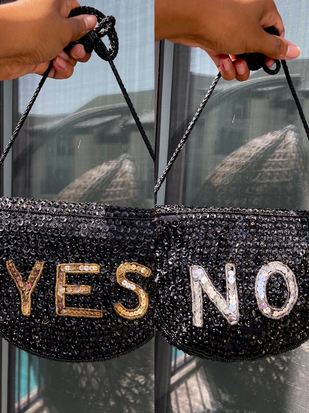 Vintage Milor “yes/no” Sequin Small Handbag - Etsy