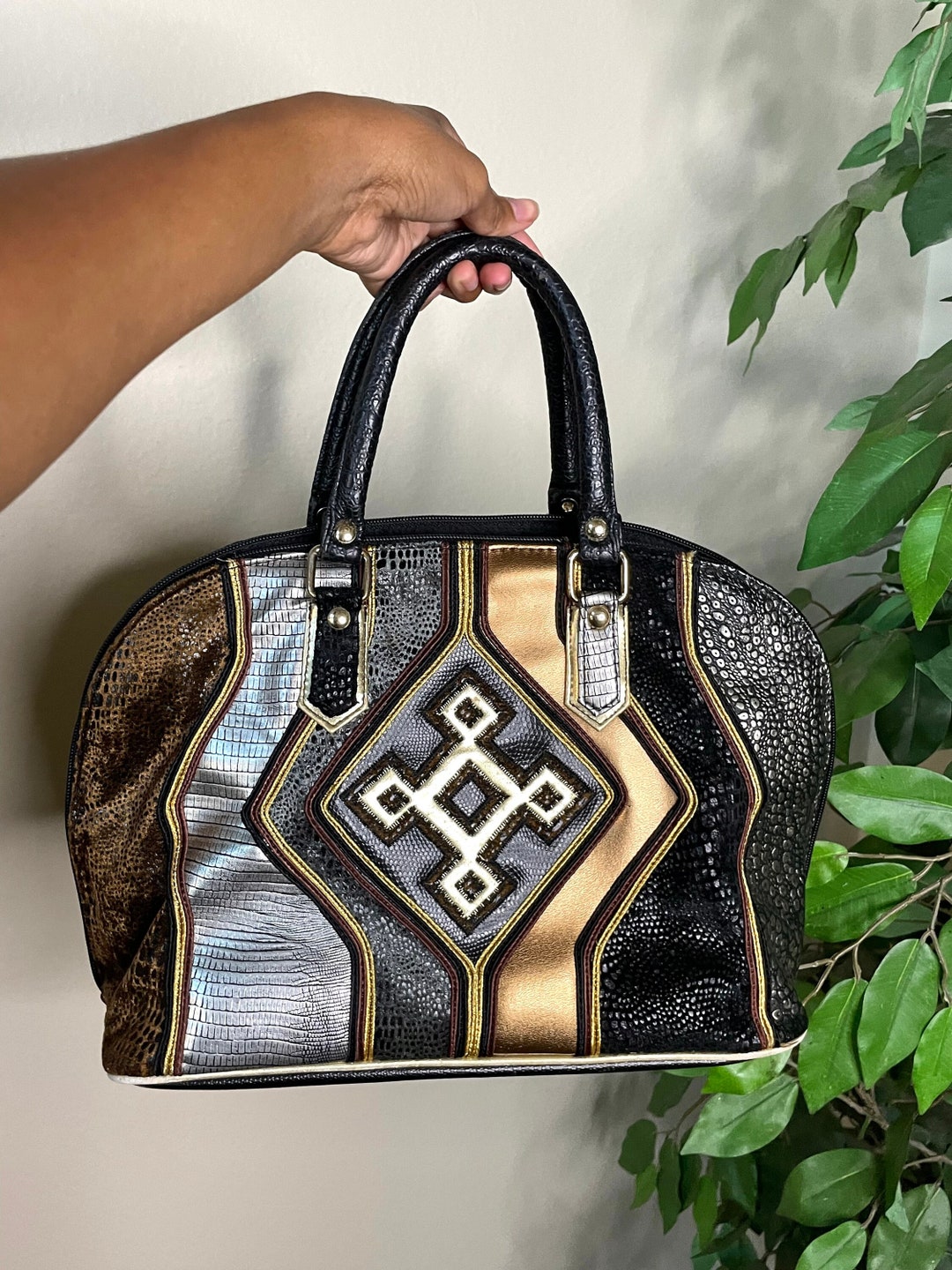 Vintage Neutral Multi Tone Satchel Handbag - Etsy