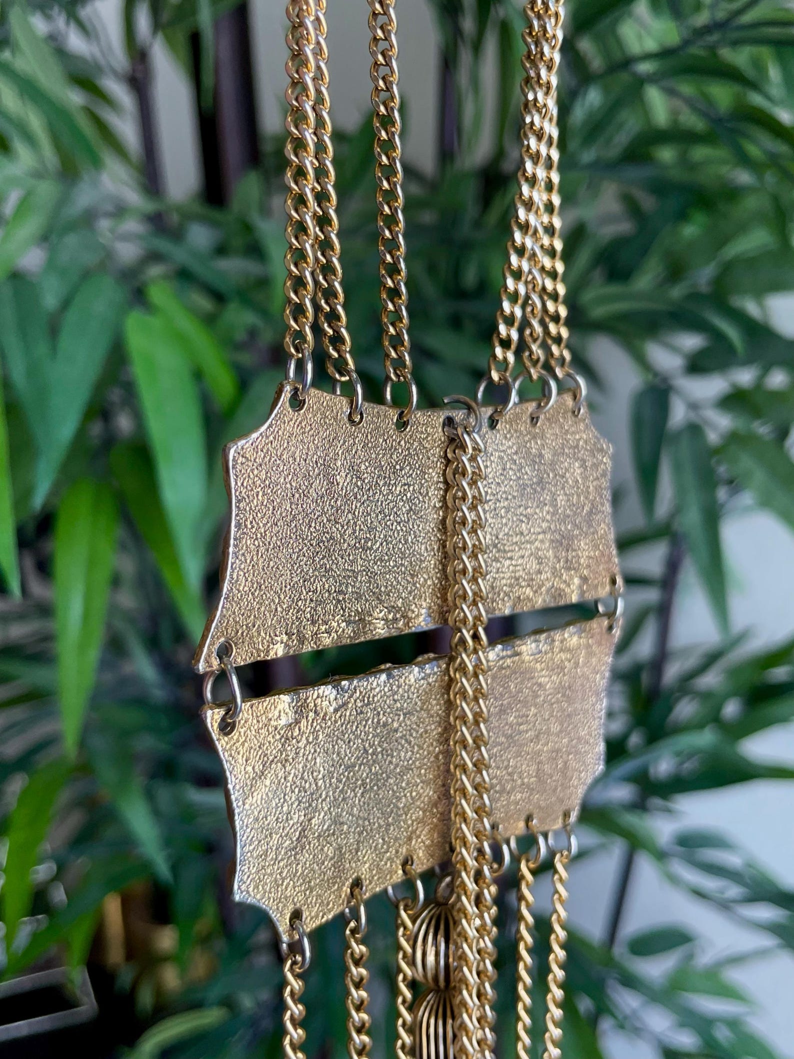 Vintage Gold Tone Multi Chain Fringe Necklace - Etsy