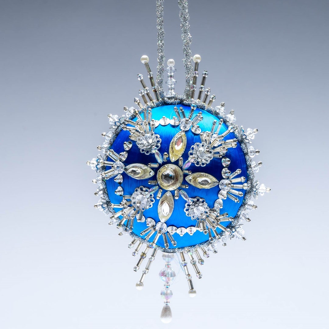 Cracker Box Diamonds Are Forever Bead Sequin Christmas Ornament Vintage ...