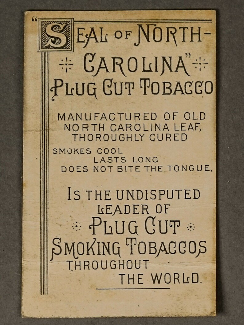 1888 Tobacco Card of Actress Flora Walsh seal of North Carolina Plug ...