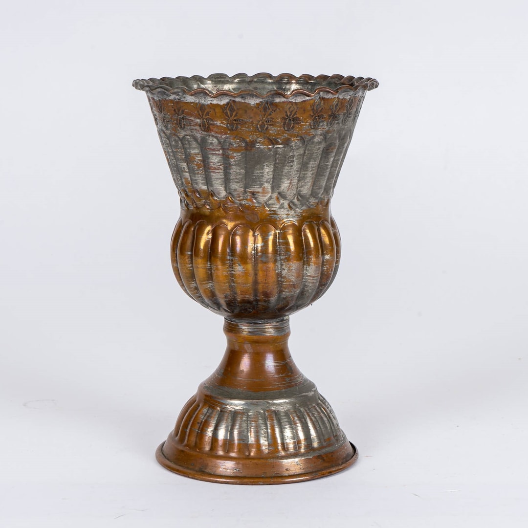Tin Washed Copper Goblet / Vase United Arab Republic C. 1960 7 - Etsy