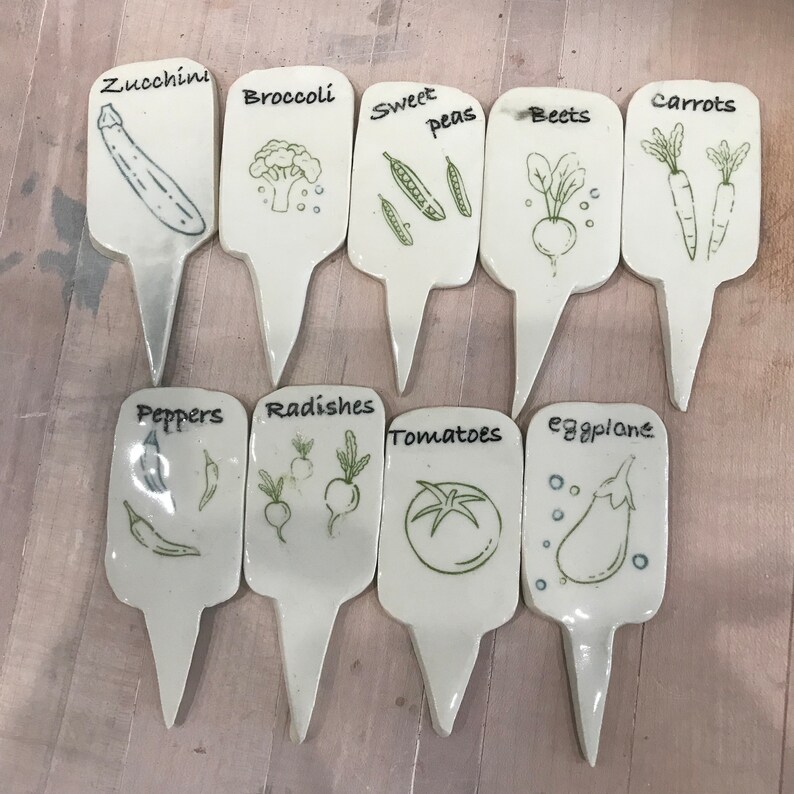 Ceramic Garden Markers - Veggies - Etsy