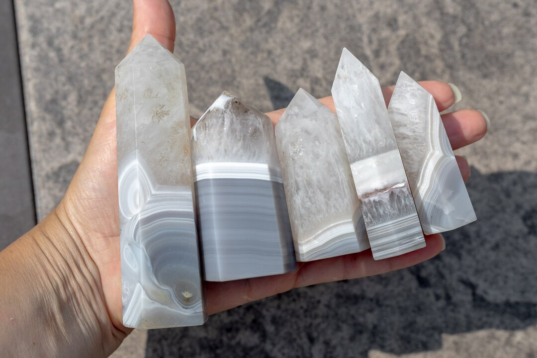 Banded Gray Agate Towers | Gray Banded Agate and Quartz Towers - YOU ...