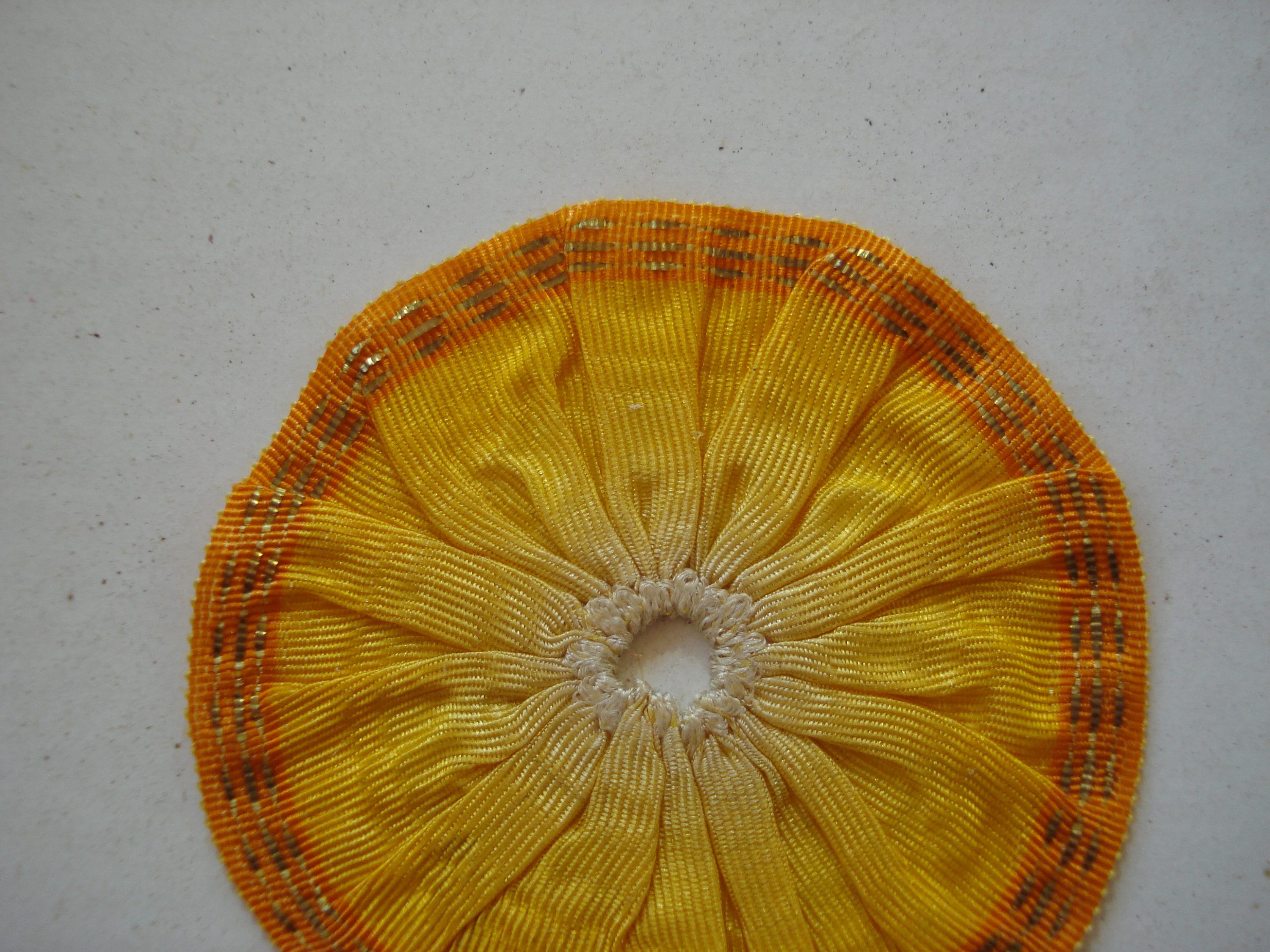 Antique French Salesman Sample Marigold Moire Silk Metallic Ribbon Work ...