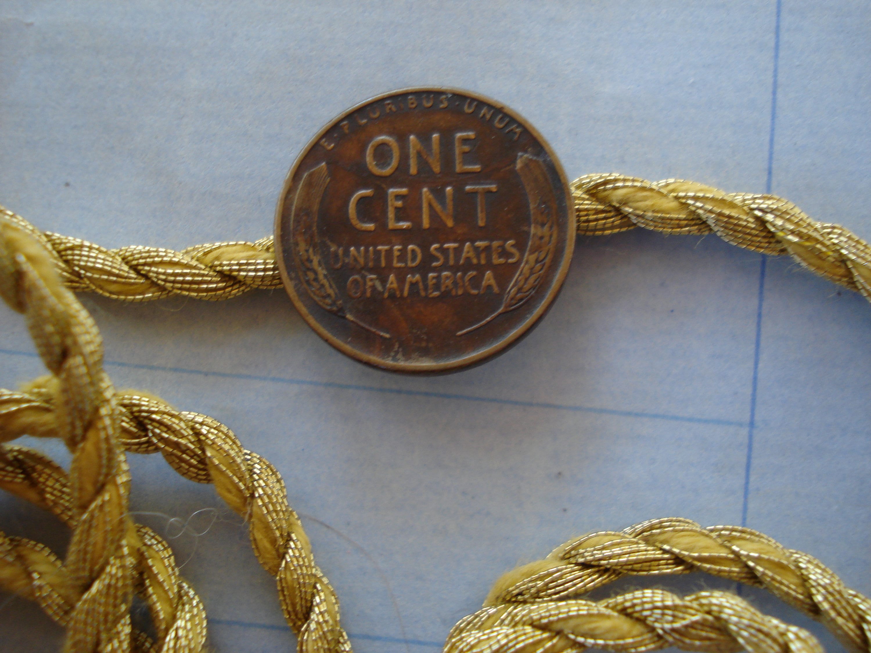 1y Antique French 1/8 Gold Metallic & Floss Thick Round Rope Cord ...