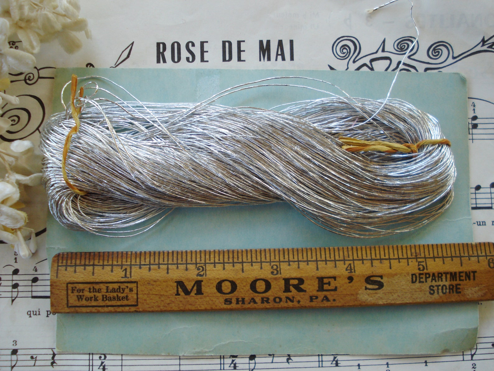 Skein Vintage 1-ply Shiny Silver Metallic Twist Embroidery Thread ...