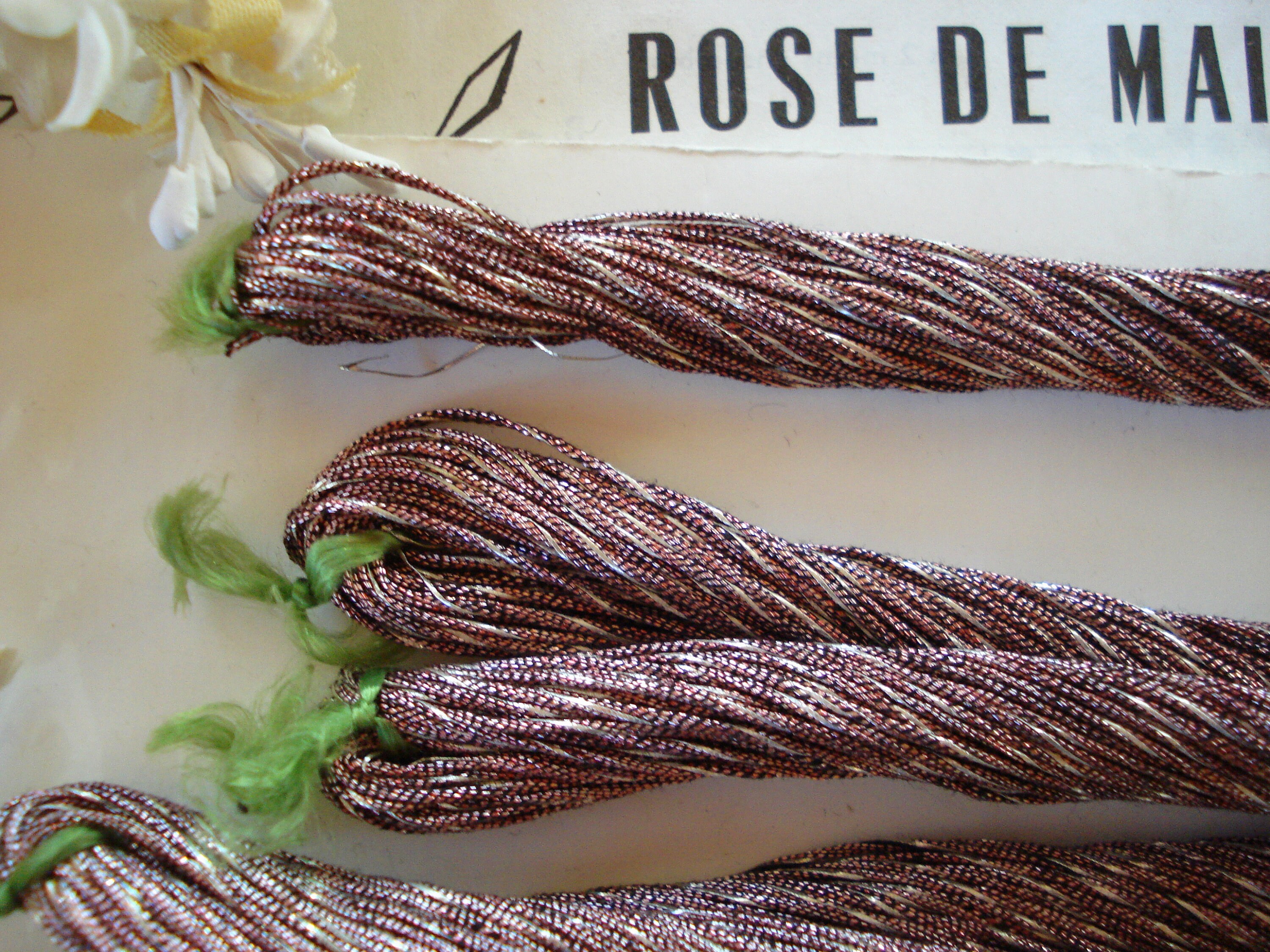 1 Hank Antique Vintage French Pink Silver Twist Metallic Embroidery ...