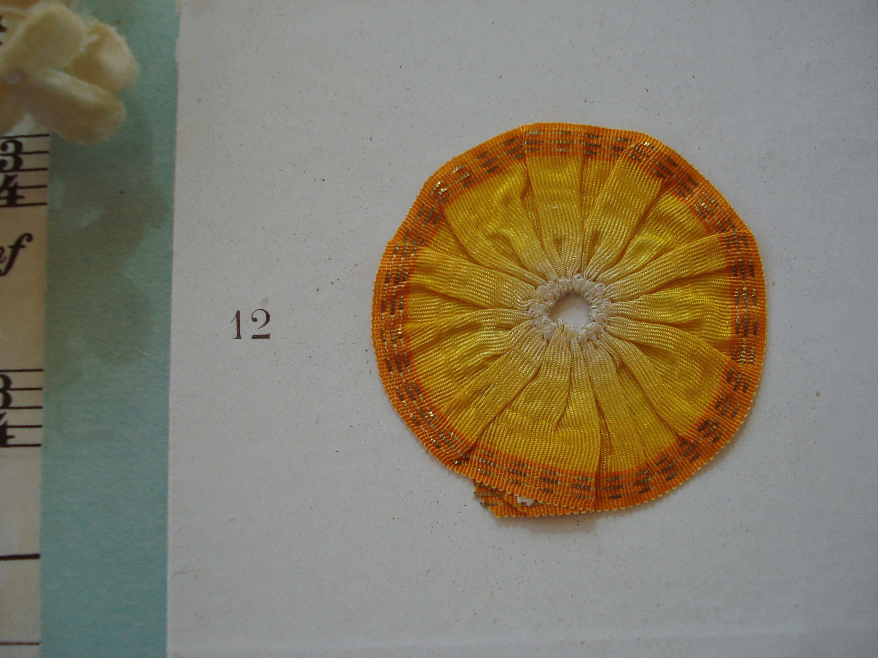 Antique French Salesman Sample Marigold Moire Silk Metallic Ribbon Work ...