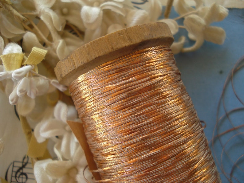 10y Antique French Copper White Flat Oval Metal Metallic Embroidery ...