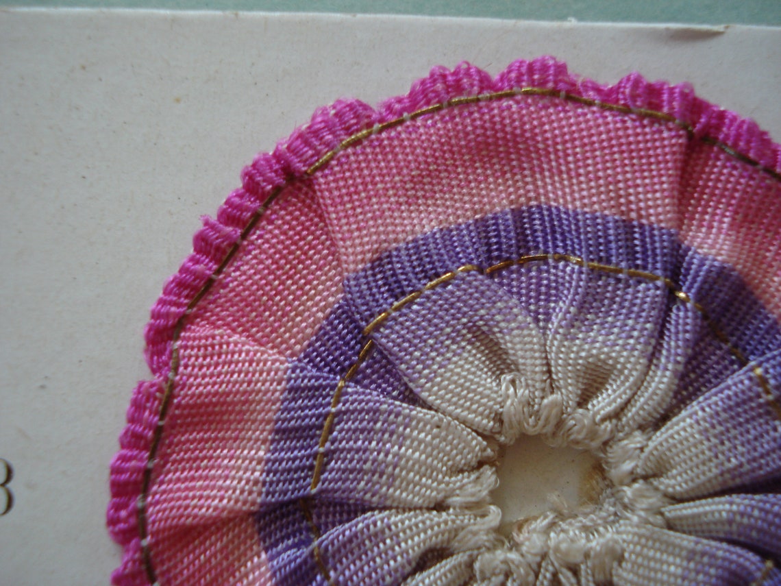 Antique French Salesman Sample Ombre Pink Purple Silk Metallic Ribbon ...