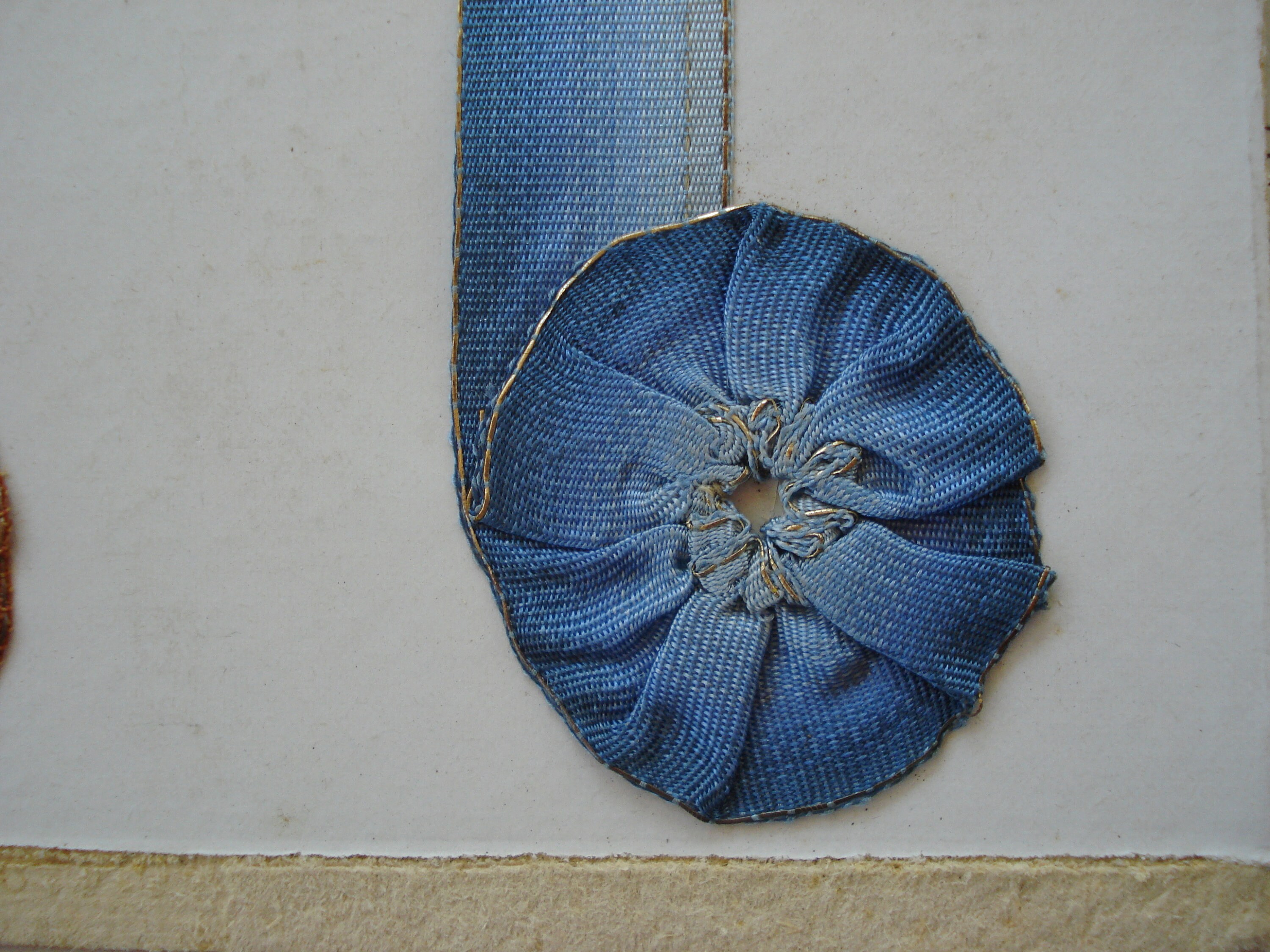 Antique French Salesman Sample Card Marigold Blue Silk Metallic Ribbon ...