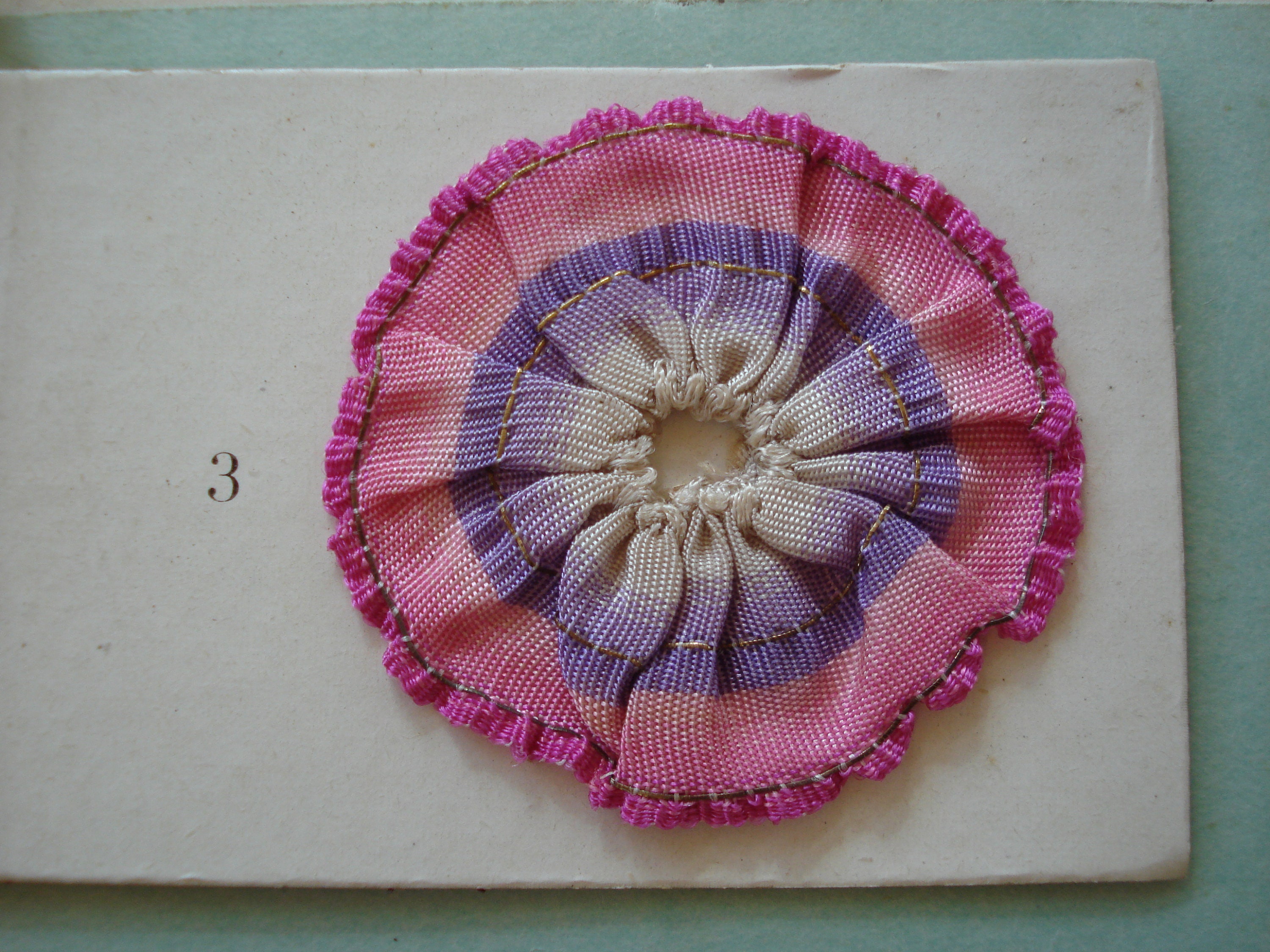 Antique French Salesman Sample Ombre Pink Purple Silk Metallic Ribbon ...