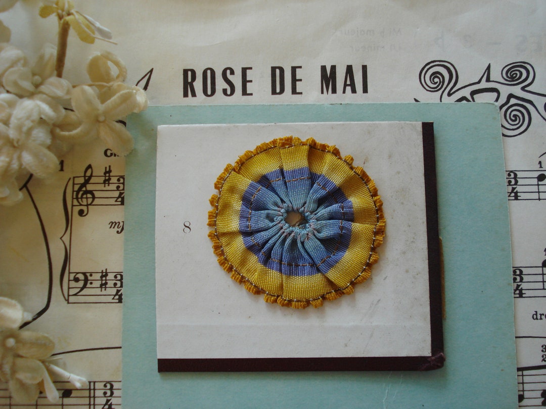 Antique French Salesman Sample Ombre Gold Blue Silk Metallic Ribbon ...