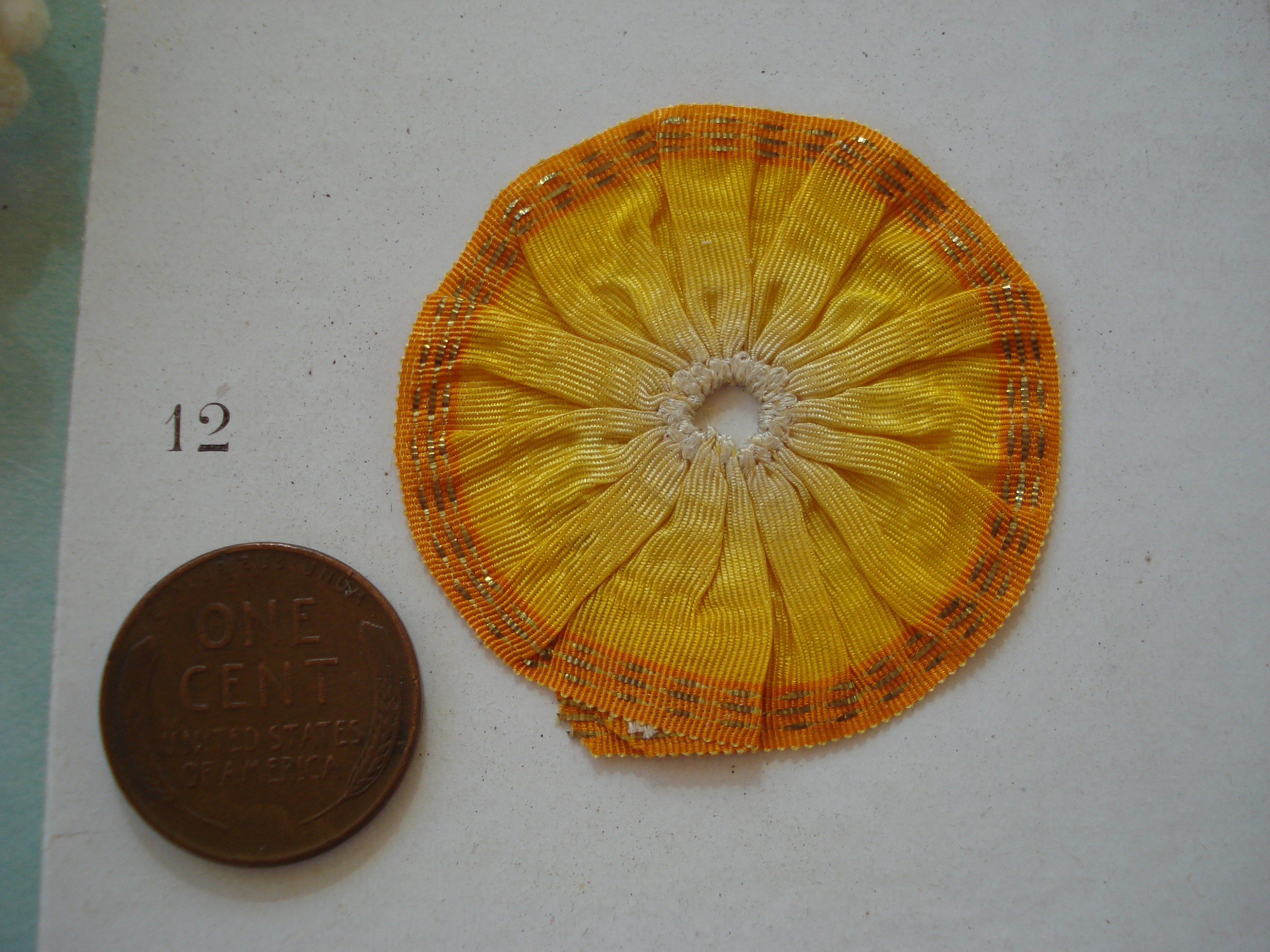 Antique French Salesman Sample Marigold Moire Silk Metallic Ribbon Work ...