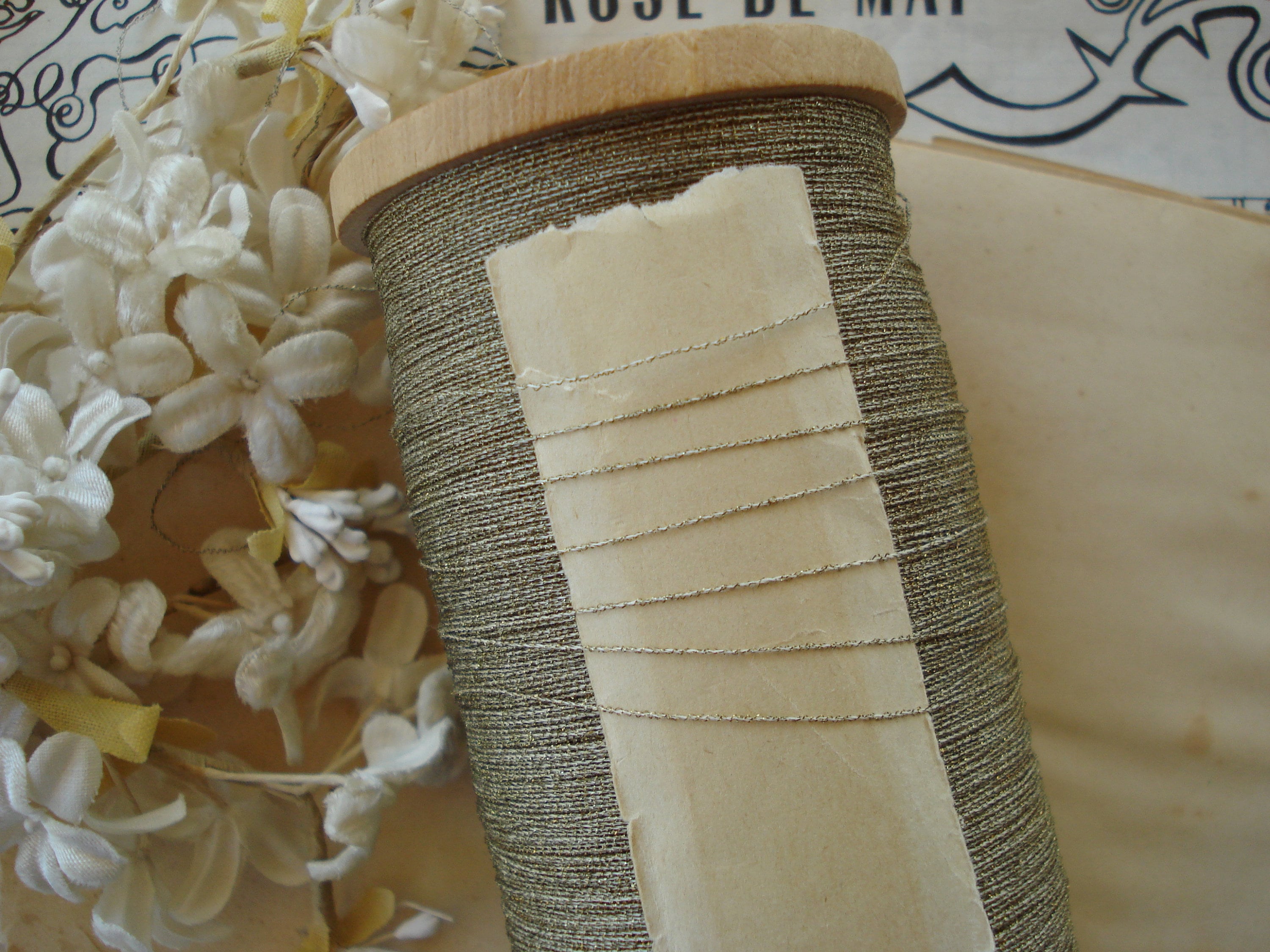 20y Antique French Gold Metallic Ivory Core Twist Metal Embroidery ...