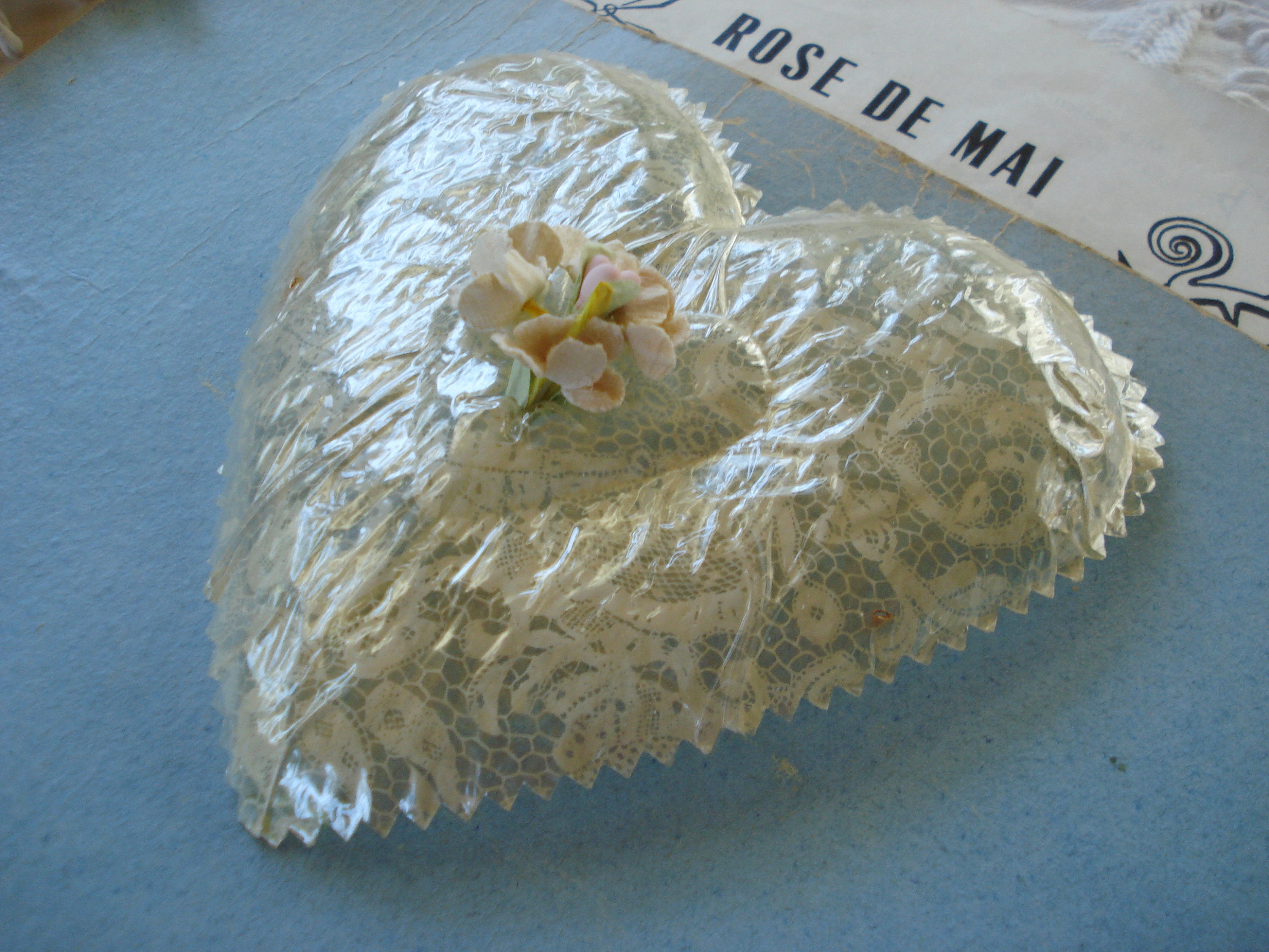 Vintage Cellophane Lace Puffy Heart Antique Valentines Card Candy ...