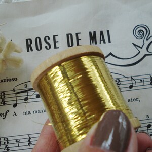 Antique French Full Spool Gold Tinsel Real Metal Metallic Flat Narrow ...