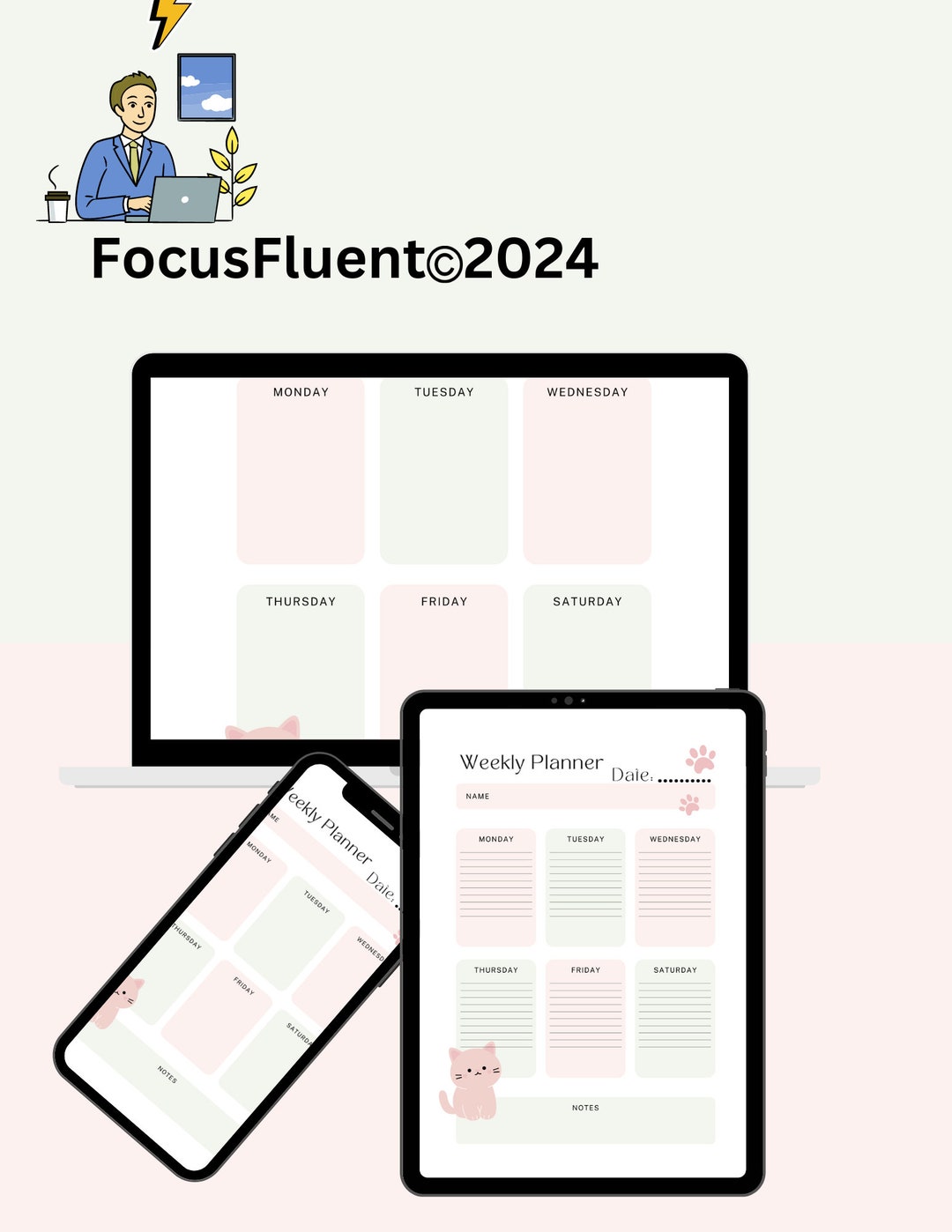 Editable Weekly Planner Printable & Digital PDF Weekly Organizer To-do ...