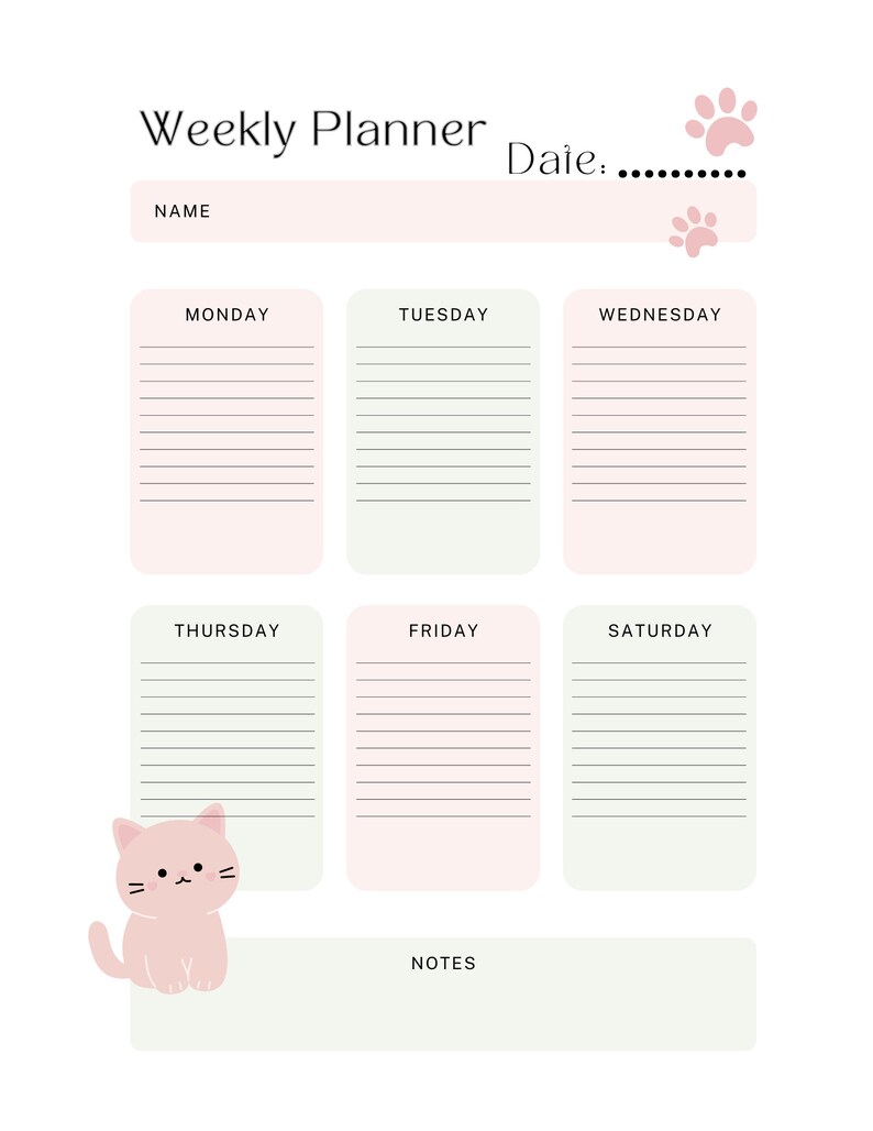 Editable Weekly Planner Printable & Digital PDF Weekly Organizer To-do ...