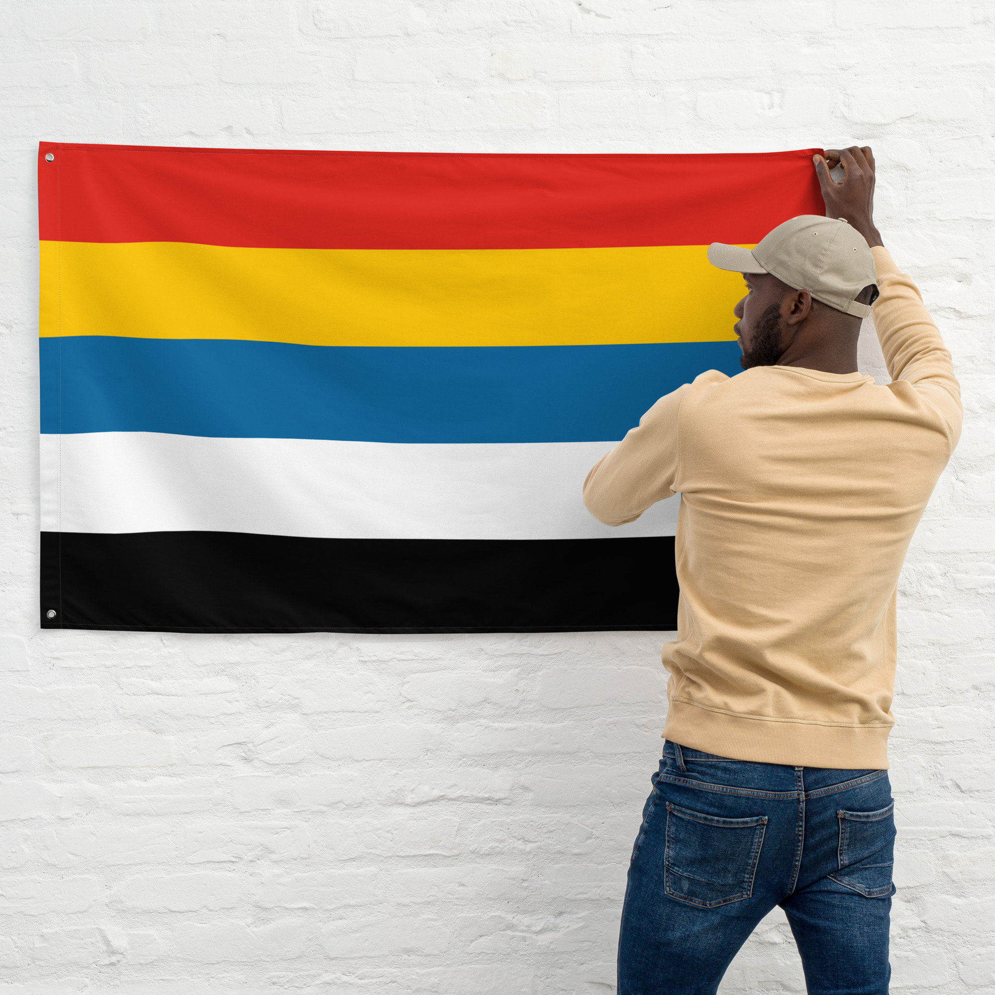 The Five Races Under One Union Flag Banner Made of Polyester Perfect ...