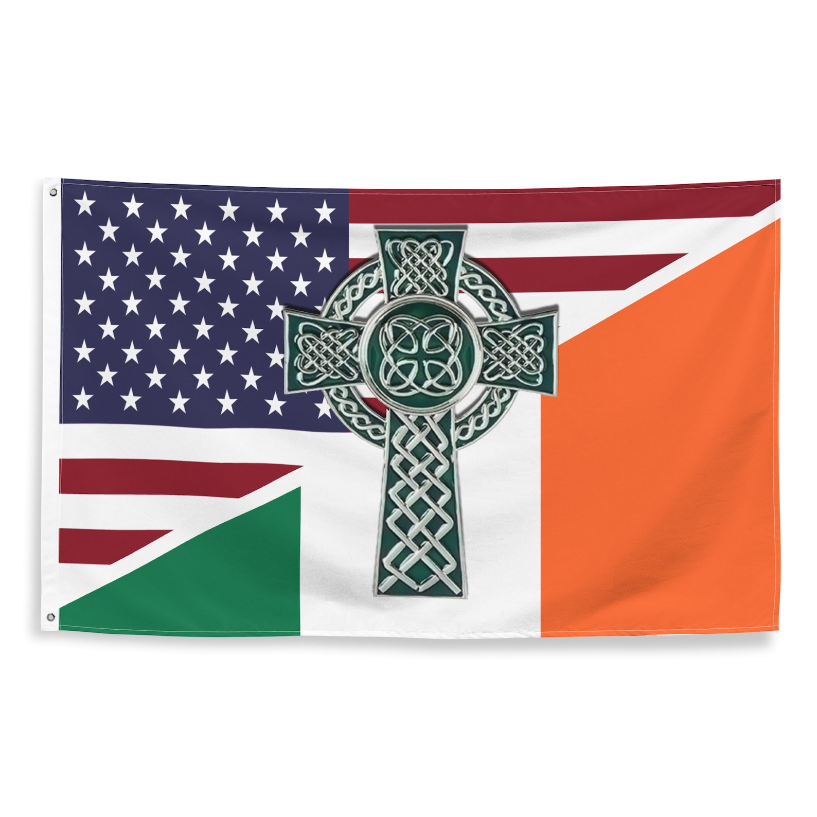 Irish American Celtic Cross Flags Polyester With Iron Grommets 100% ...