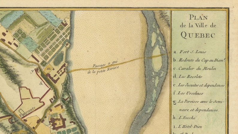 1757 Old Map of Quebec City Plan De La Ville De Quebec, Quebec City Map ...