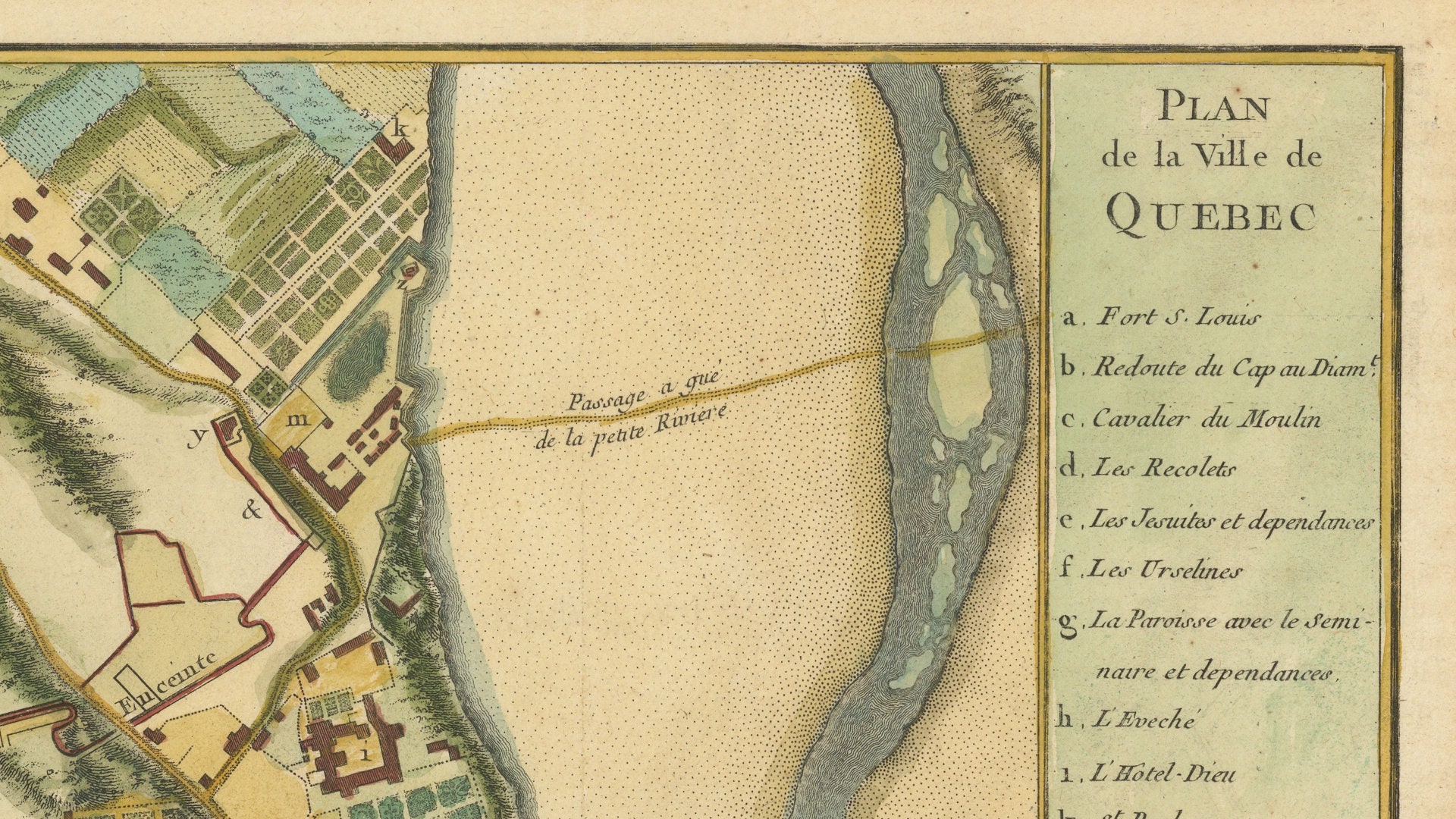 1757 Old Map of Quebec City Plan De La Ville De Quebec, Quebec City Map ...