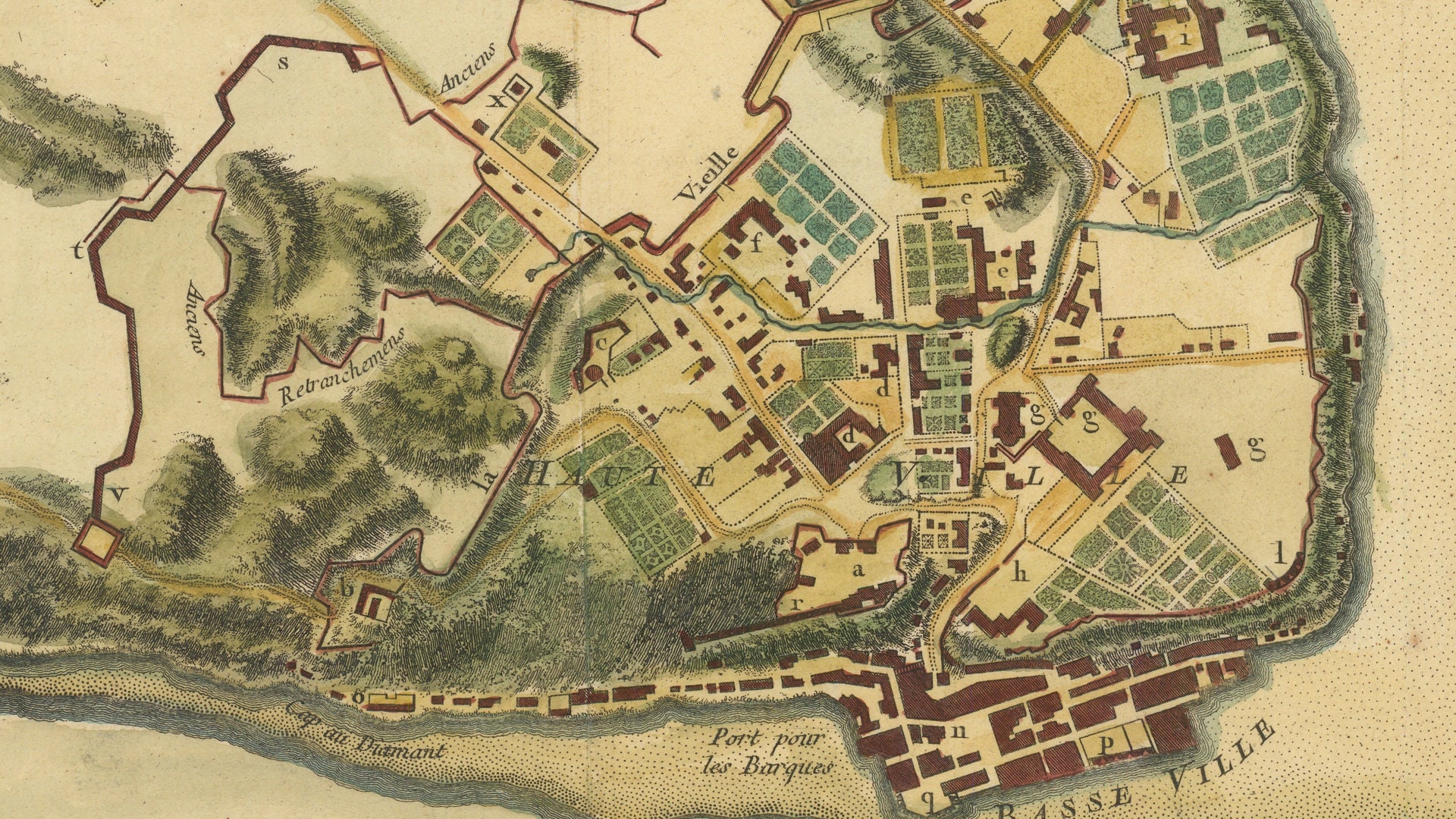 1757 Old Map of Quebec City Plan De La Ville De Quebec, Quebec City Map ...