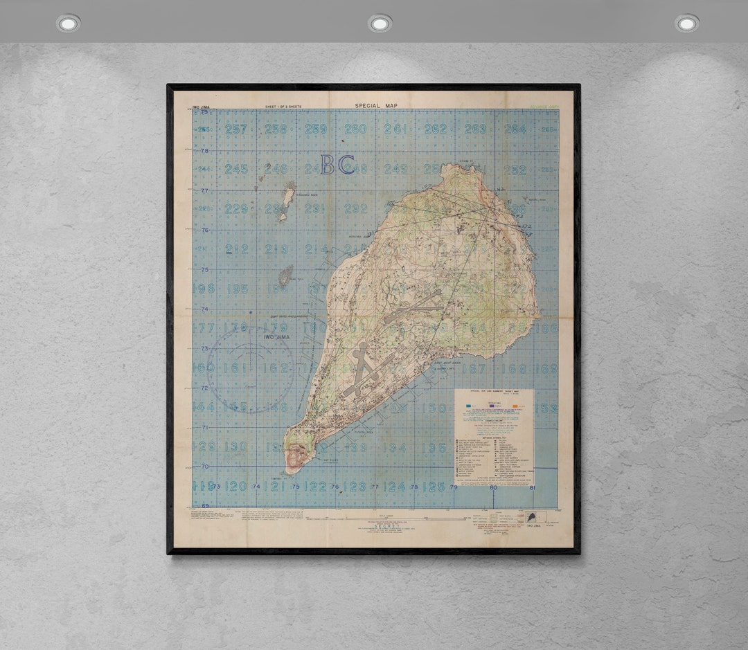 Declassified Iwo Jima and WW2 Strategy Map Perfect Gift for History ...