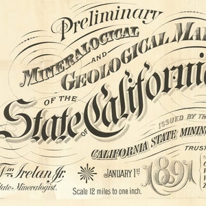 Vintage Geology Wall Art Geological Map of California Lithograph Print ...