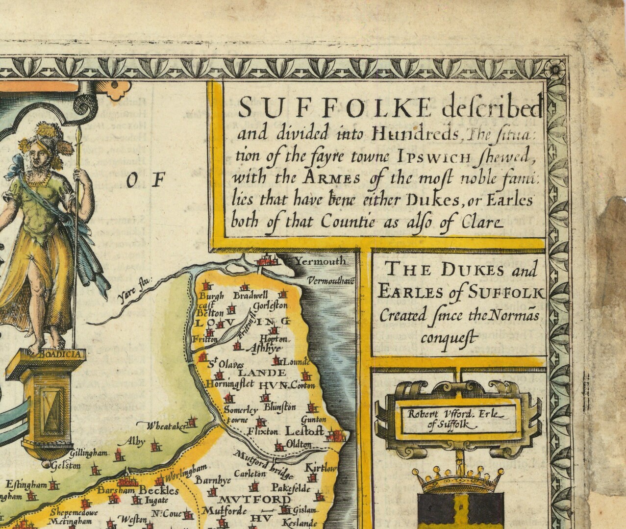 Rare Old Map of Suffolk 1611 Huge Map Antique Map - Etsy UK