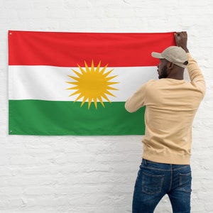 Large Kurdistan Flag Flying Flag Banner 100% Polyester With 2 Iron ...
