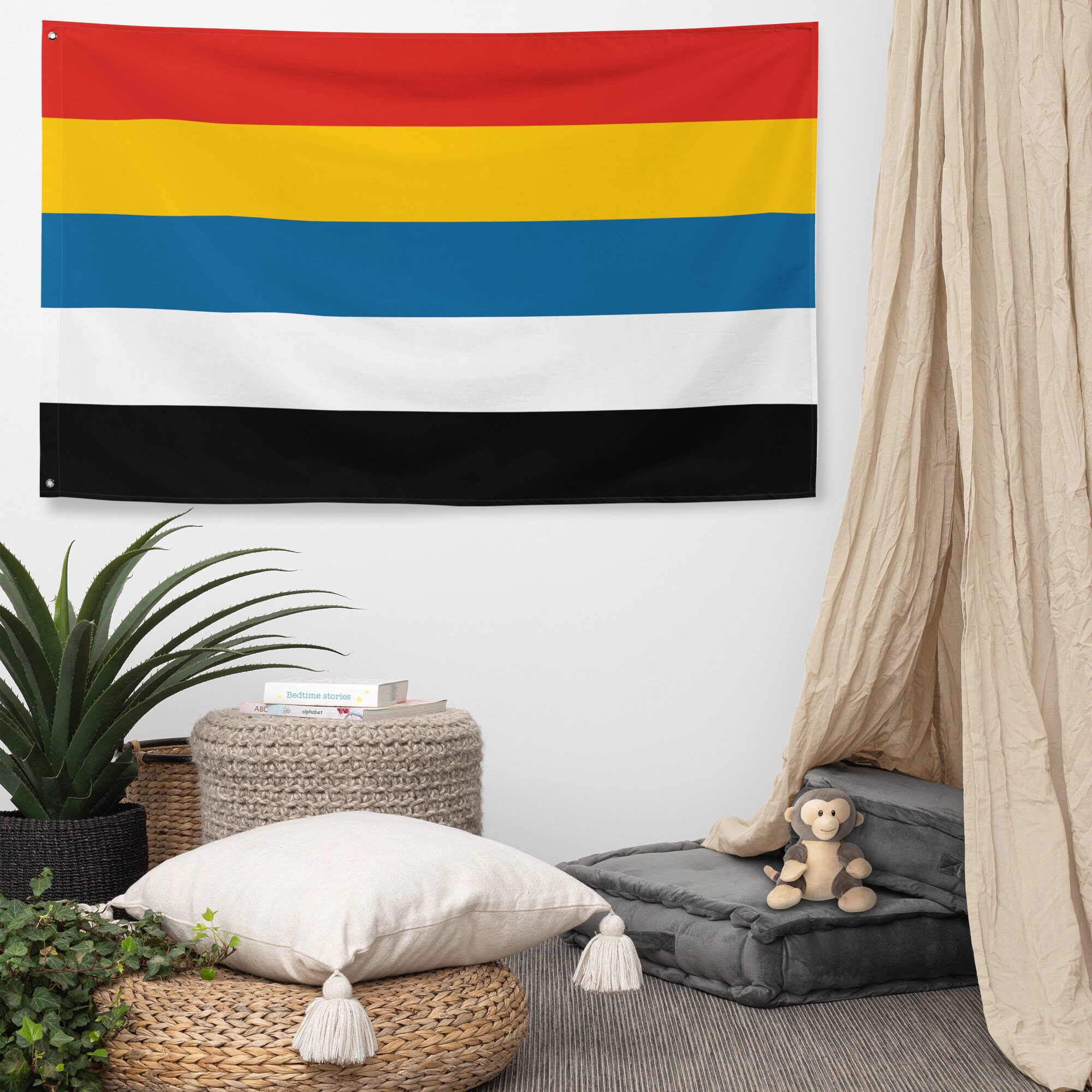 The Five Races Under One Union Flag Banner Made of Polyester Perfect ...