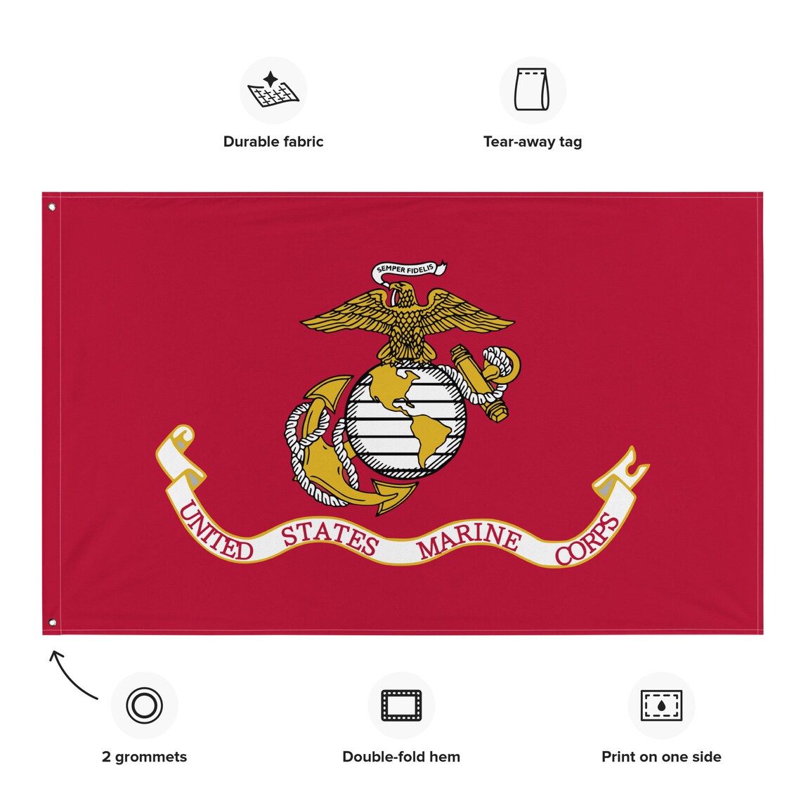 United States Marine Corps Flag USMC Emblem Flag - Etsy
