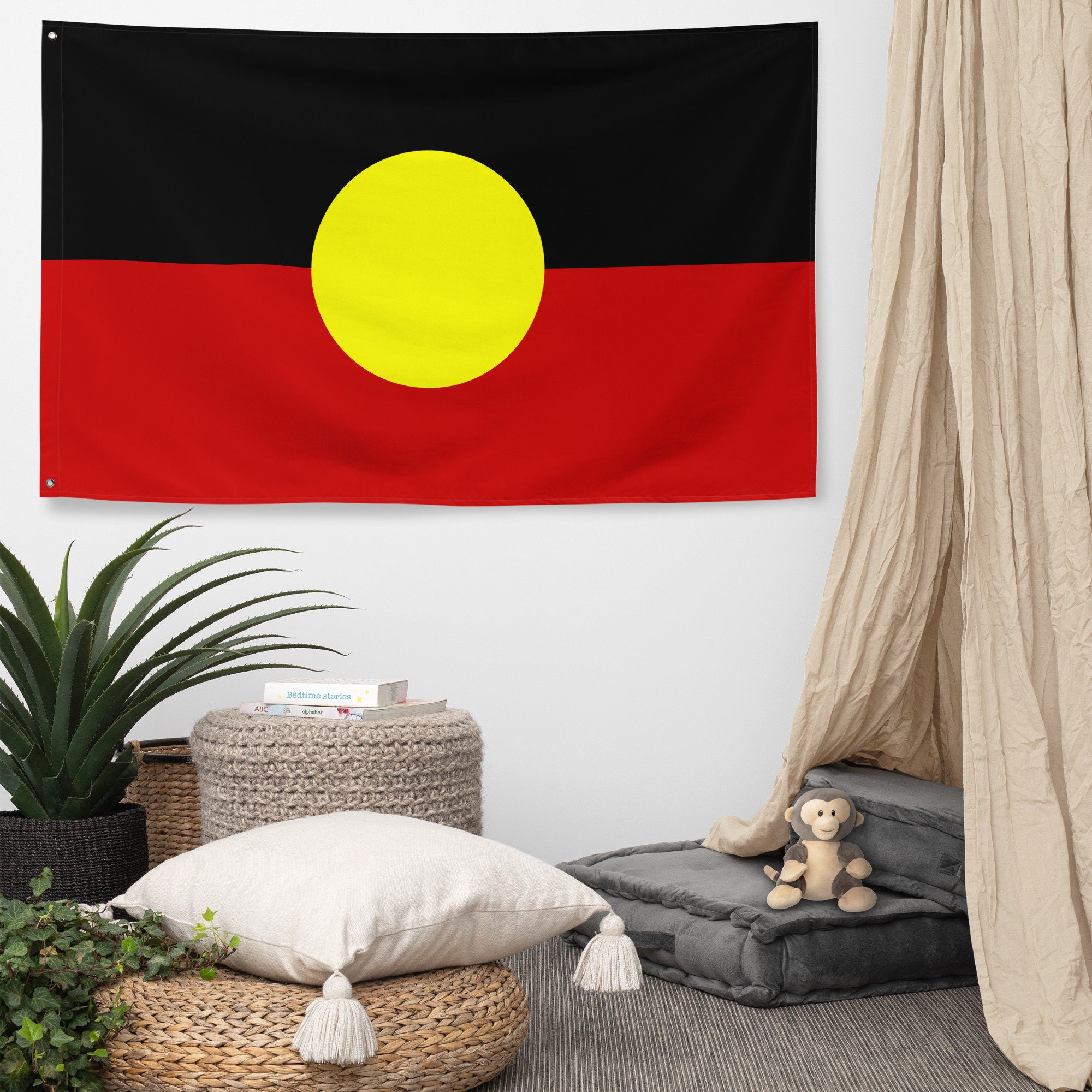 Large Aboriginal Flag Flying Flag Banner 100% Polyester With 2 Iron ...