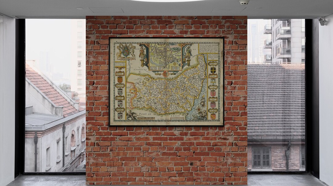 Rare Old Map of Suffolk 1611 Huge Map, Antique Map, Reproduction ...