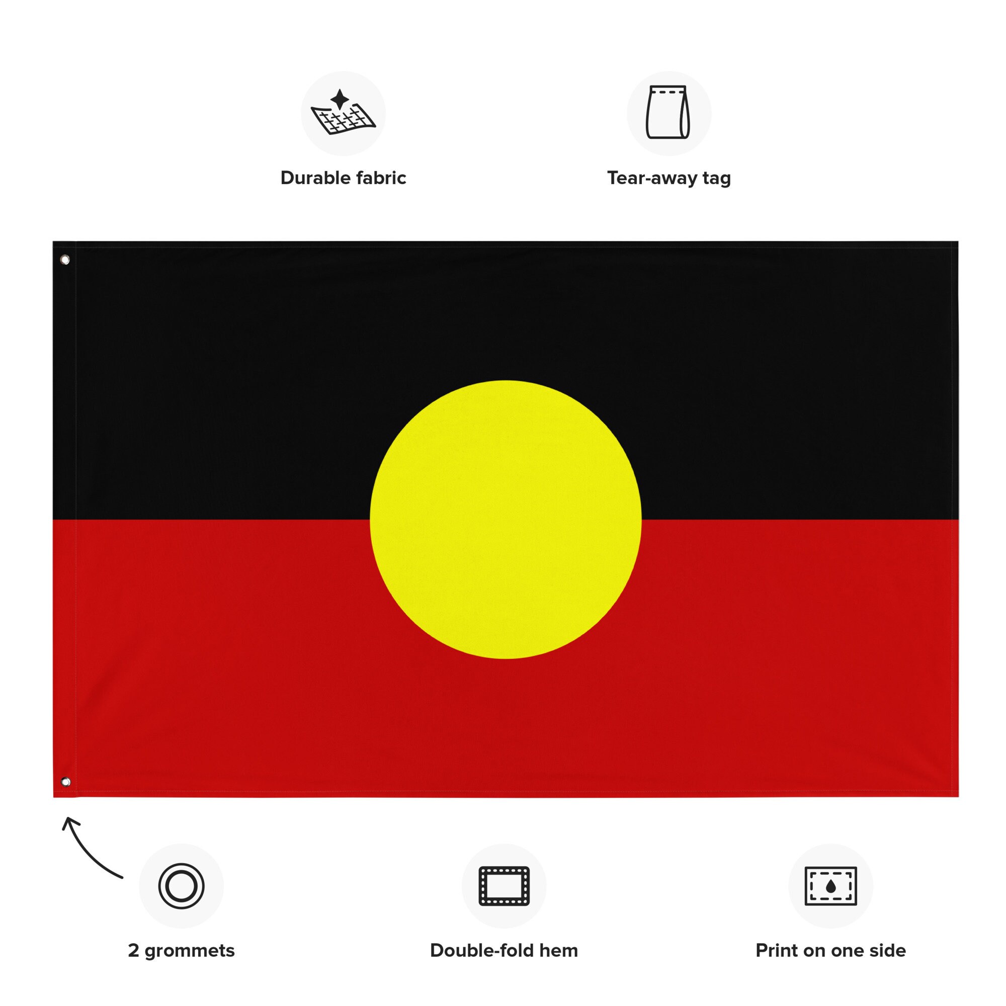 Large Aboriginal Flag Flying Flag Banner 100% Polyester With 2 Iron ...