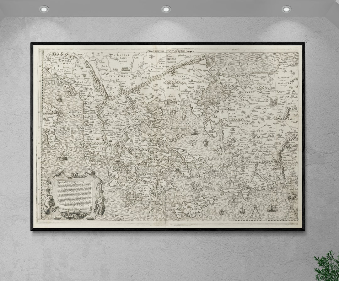 1558 Graeciae Chorographia Old Map of Ancient Greece, 1606, Huge Map ...