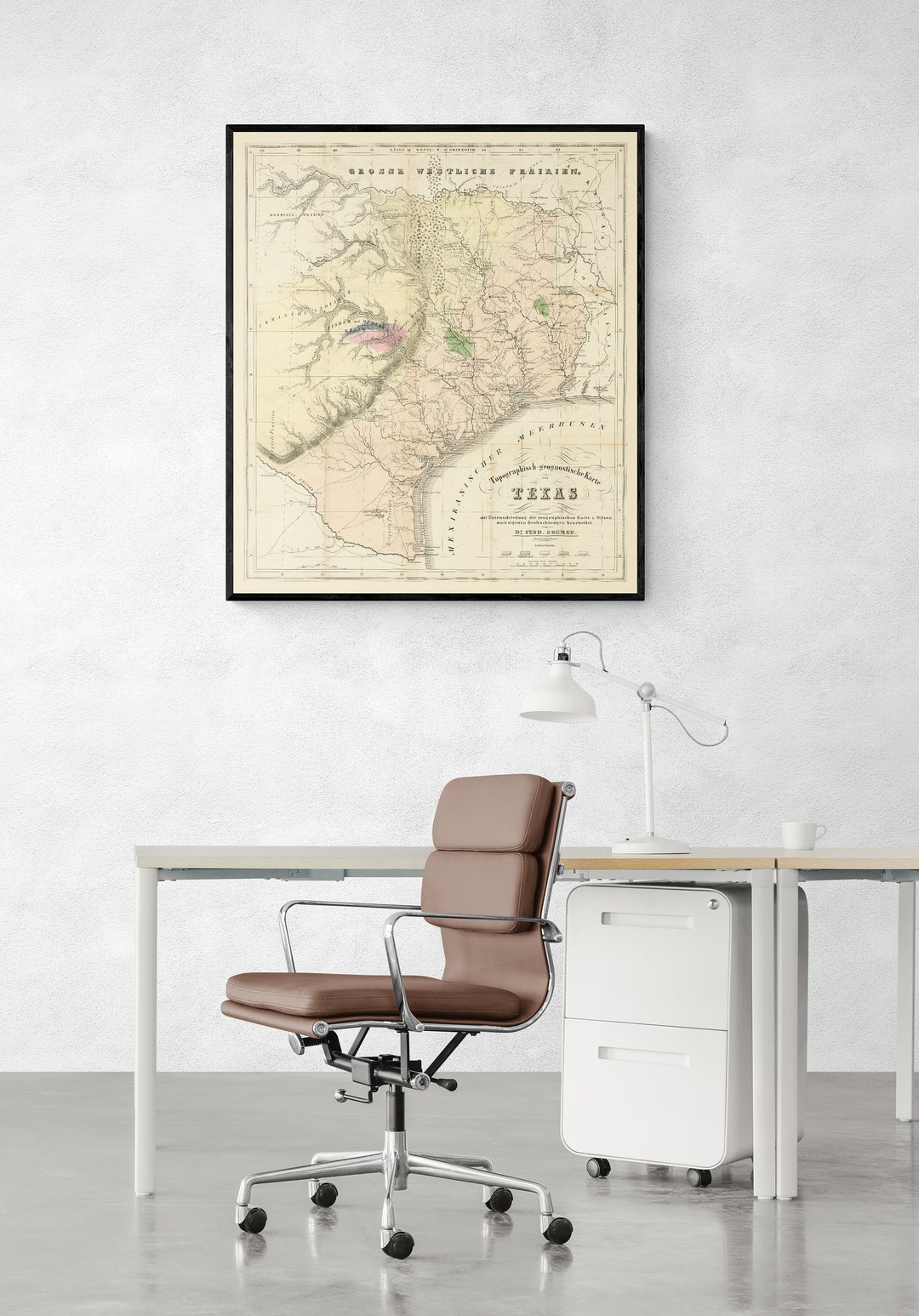 1849 Old Rare First Geological Map of Texas Huge Map, Antique Decor ...