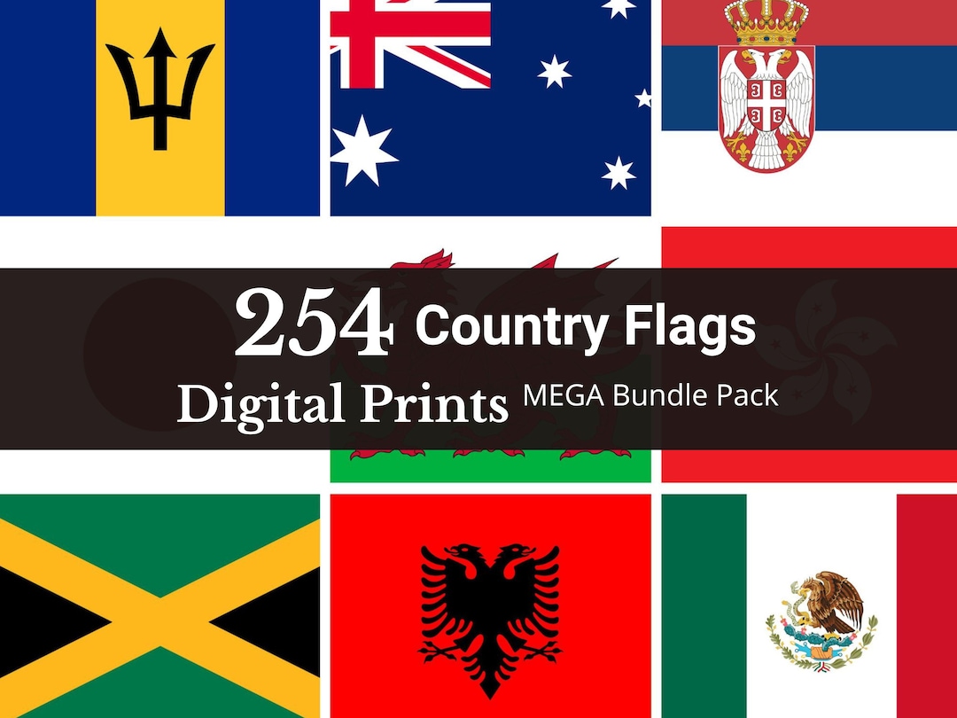 254 Country Flags Bundle | PNG, JPEG, SVG, and More | Digital Download ...