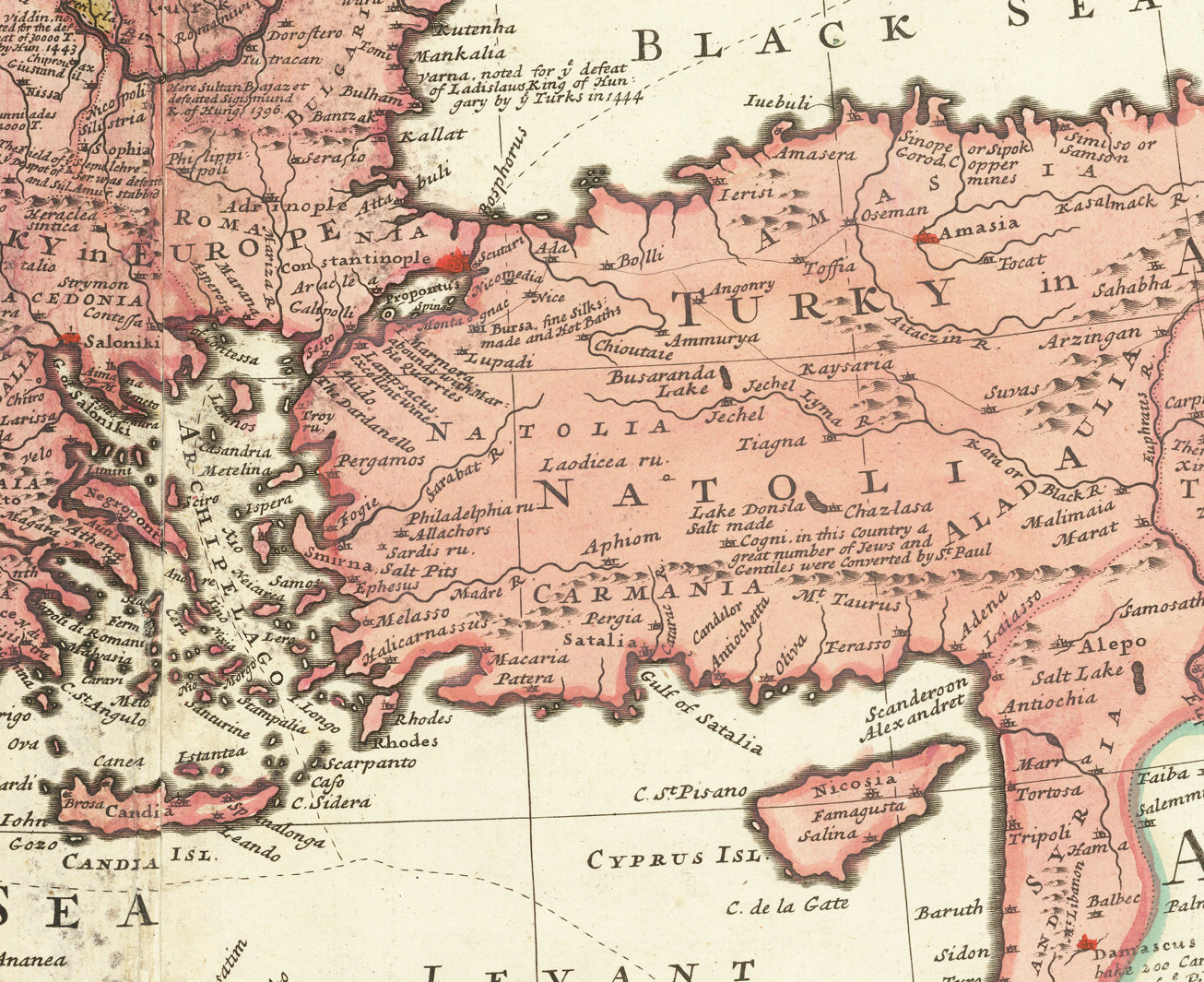 1730 Old Map of the Ottoman Empire, Turkish Empire Map, Antique Map ...