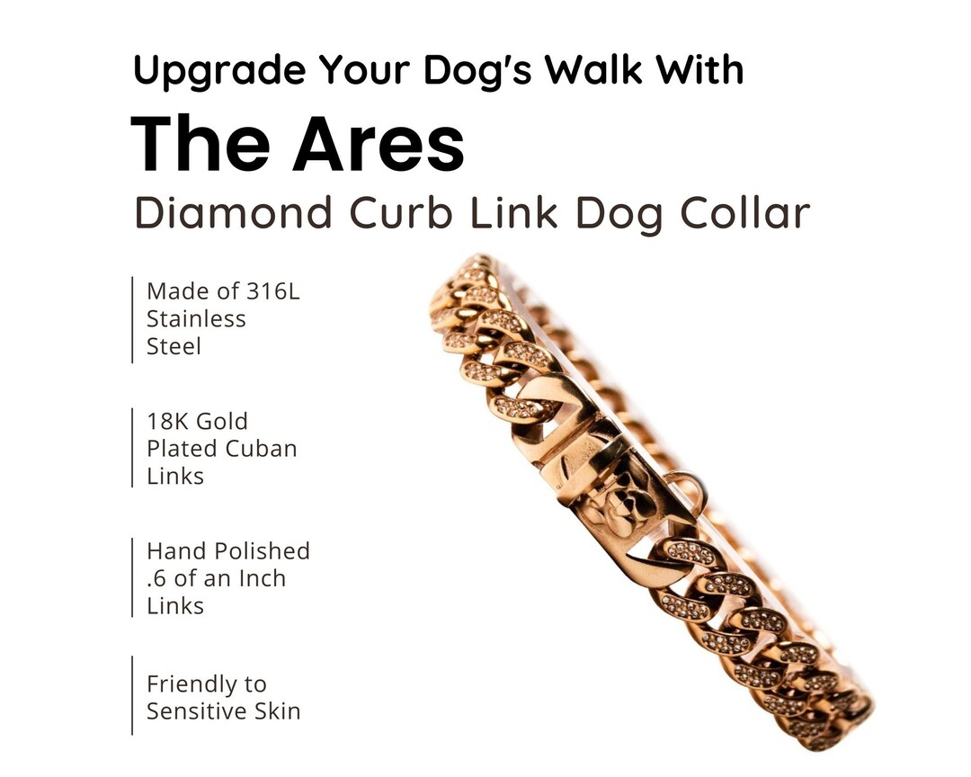 Personalized Small Diamond Curb Link Dog Collar - Cute Pet Collar Chain ...