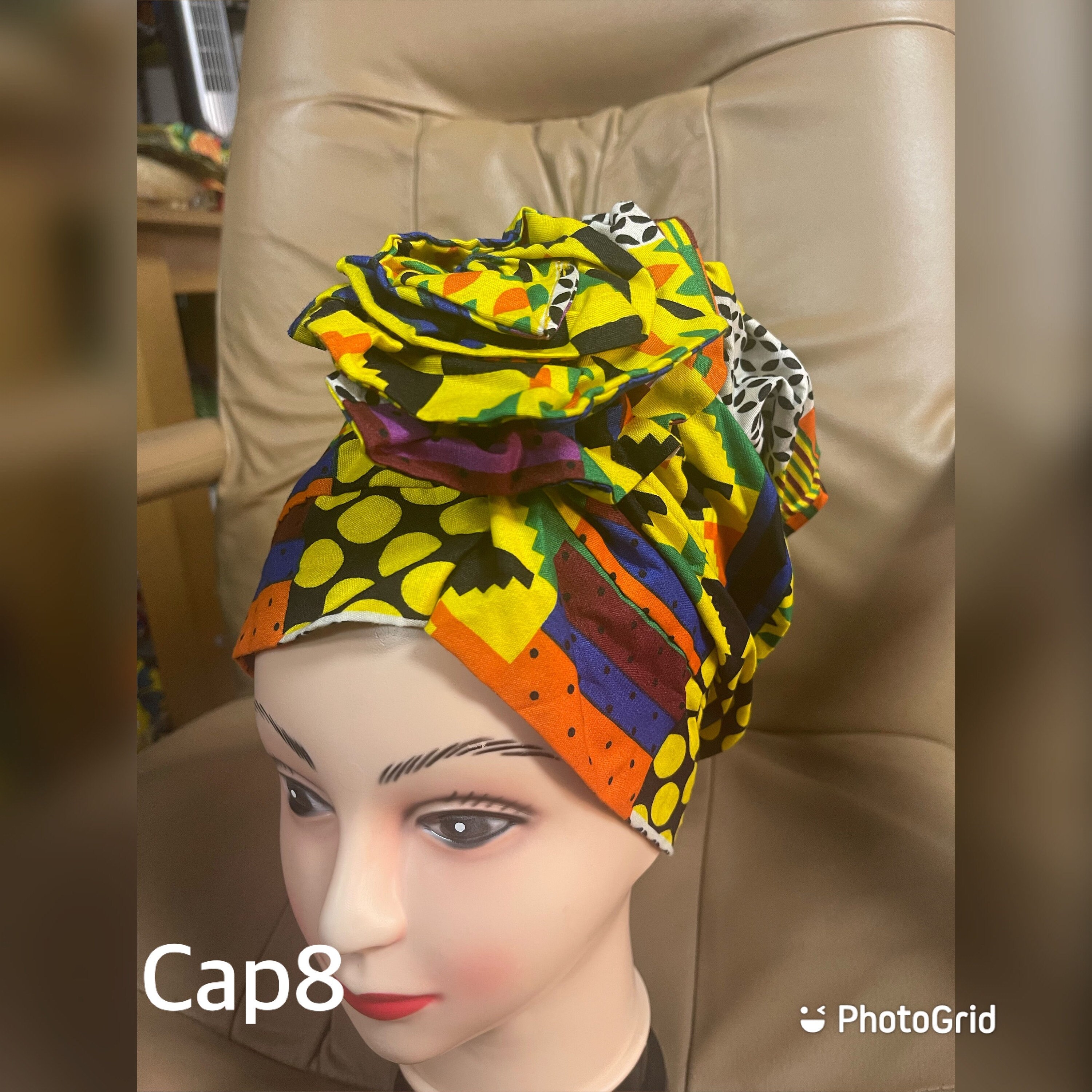 African Kente Ankara Turban Head Cap Auto Gele Head Ready to Wear Cap ...