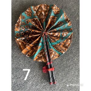 African Fabric Hand Fan With Leather Handle, Decorative Fan Made With ...