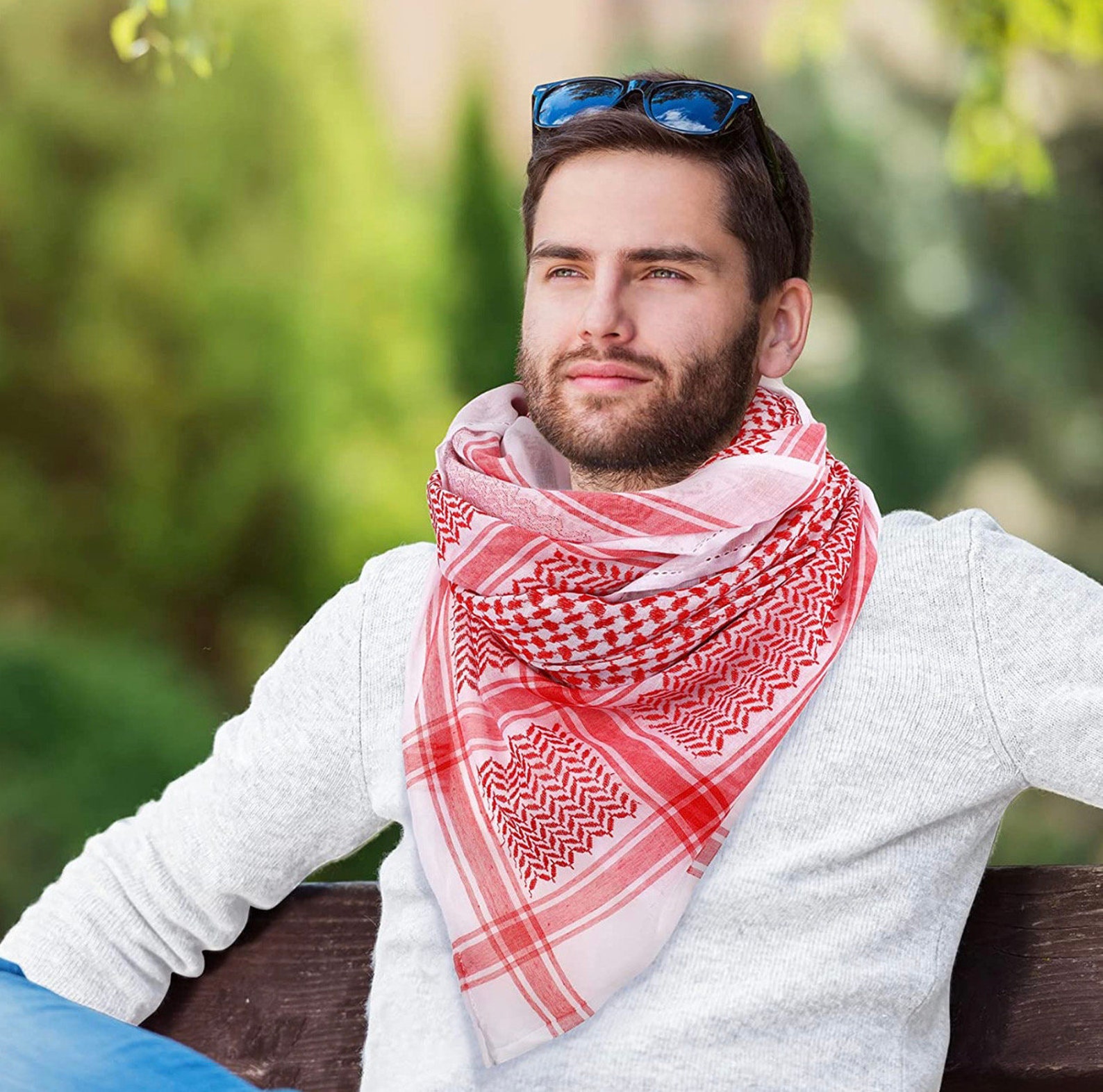 Men's Large Arab Shemagh Headscarf Muslim Headcover Shawl Keffiyeh ...